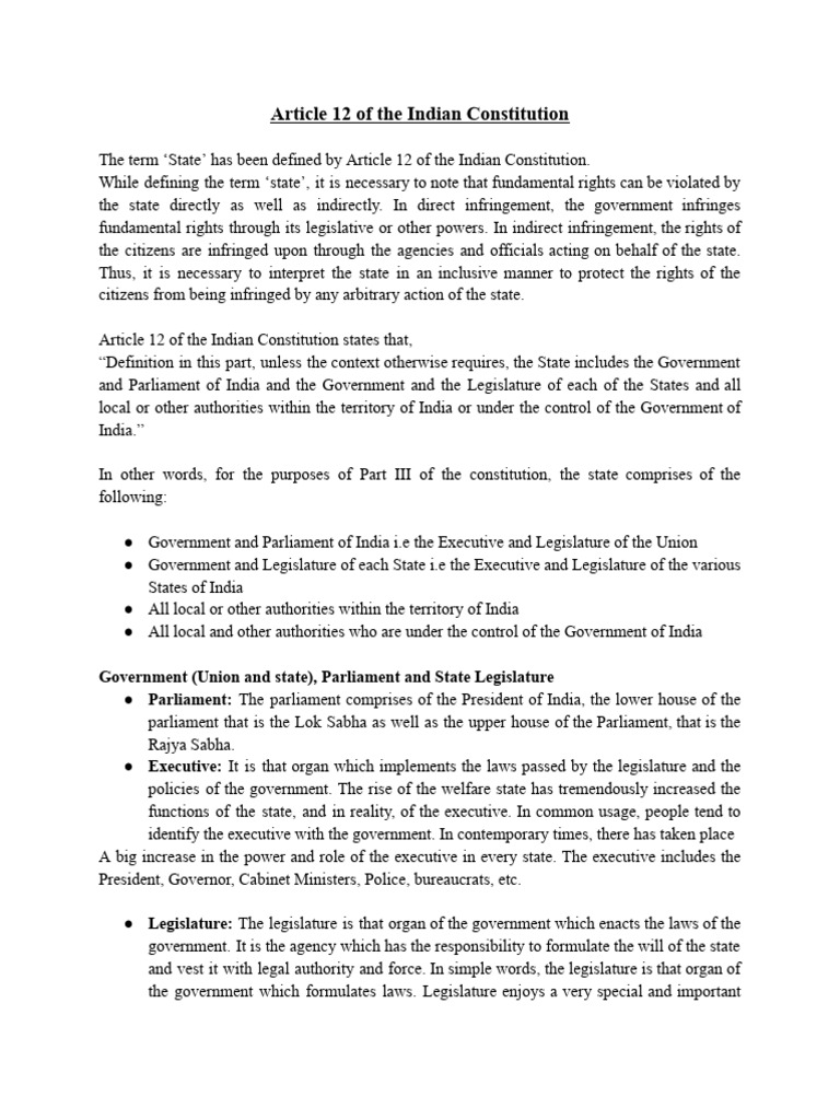 Understanding Article 12 of the Indian Constitution | PDF | Justice ...