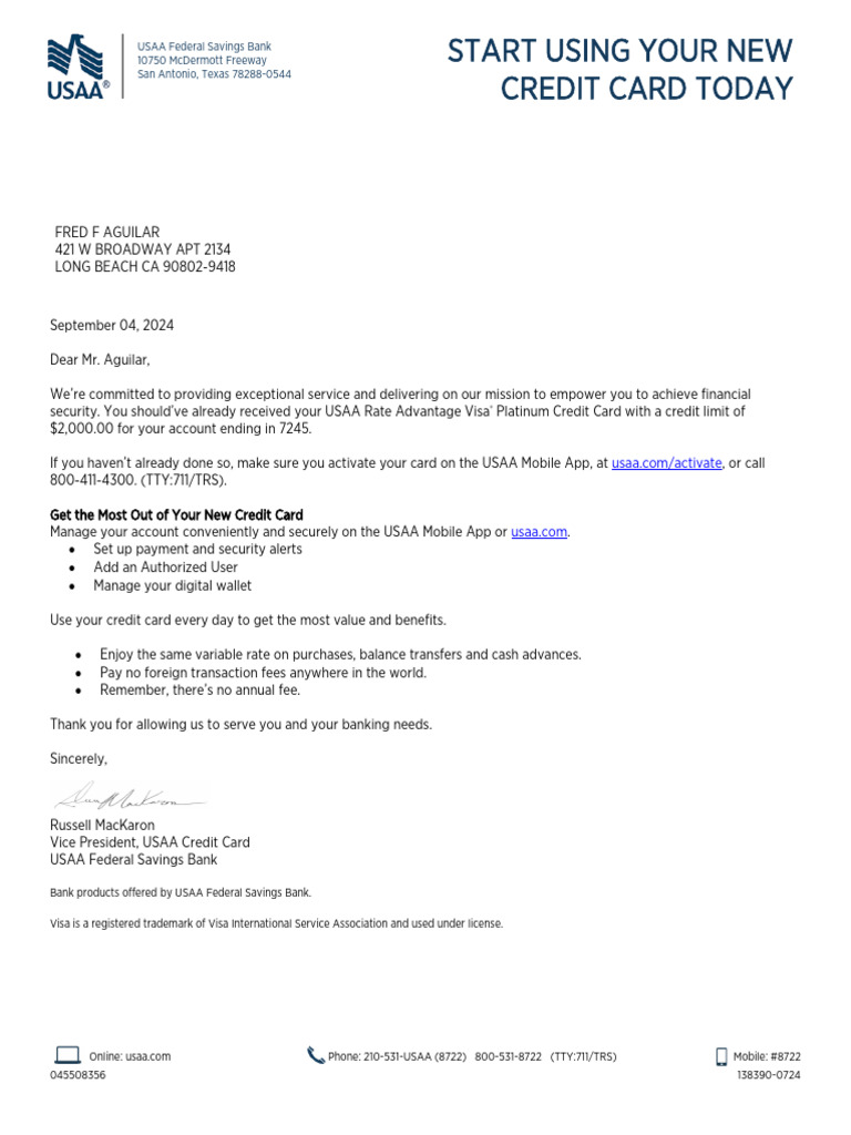 USAA Document | PDF