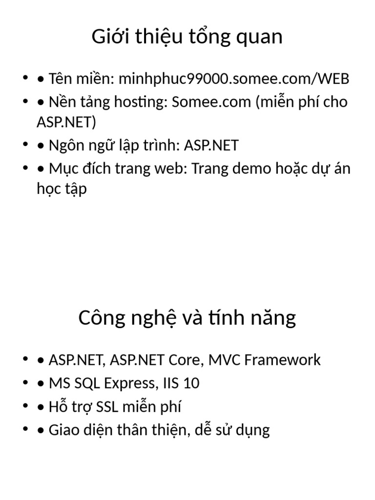Thuyet Trinh Trang Web Somee | PDF