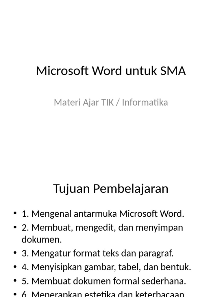 Materi Microsoft Word SMA | PDF