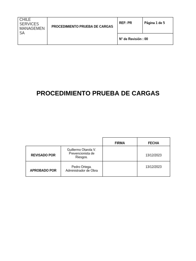 Procedimiento de Carga - Chile Services | PDF