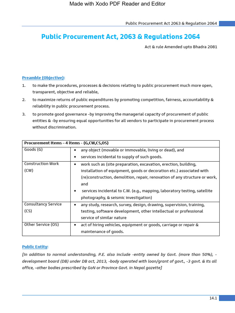 Public Procurement Act & Regulations Note For CAP III 1 | PDF | Specification (Technical ...