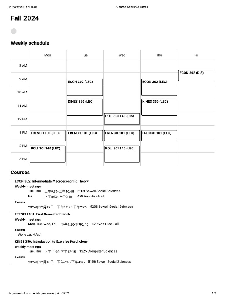 Course Search & Enroll Fall Schedule | PDF