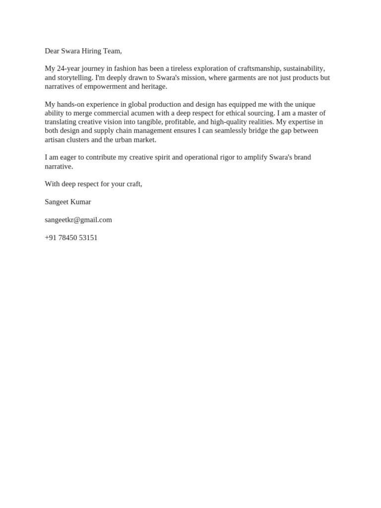 Design & Sourcing Manager - Sangeet Kumar - Cover | PDF