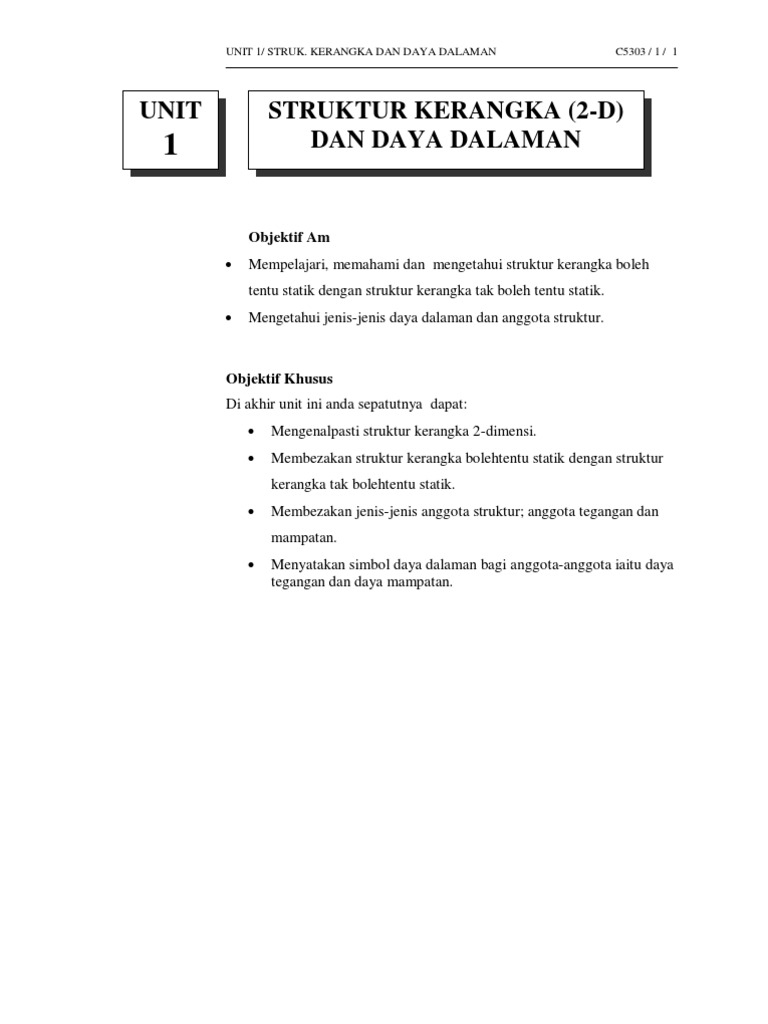 C5303 - Theory of Structure 2 - UNIT1 | PDF