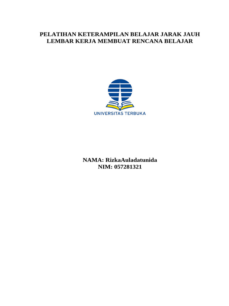 Rencana Belajar Jarak Jauh UT | PDF