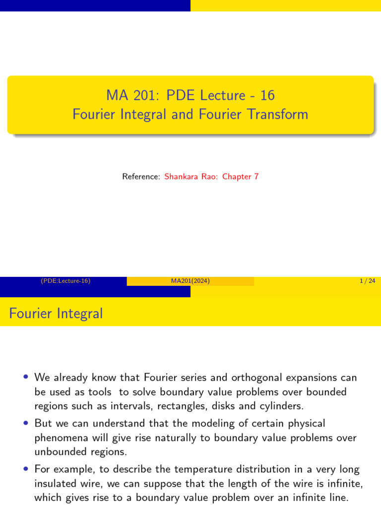 MA201 2024 PDE Lecture Slides Lec16 | PDF | Fourier Series | Mathematical Analysis