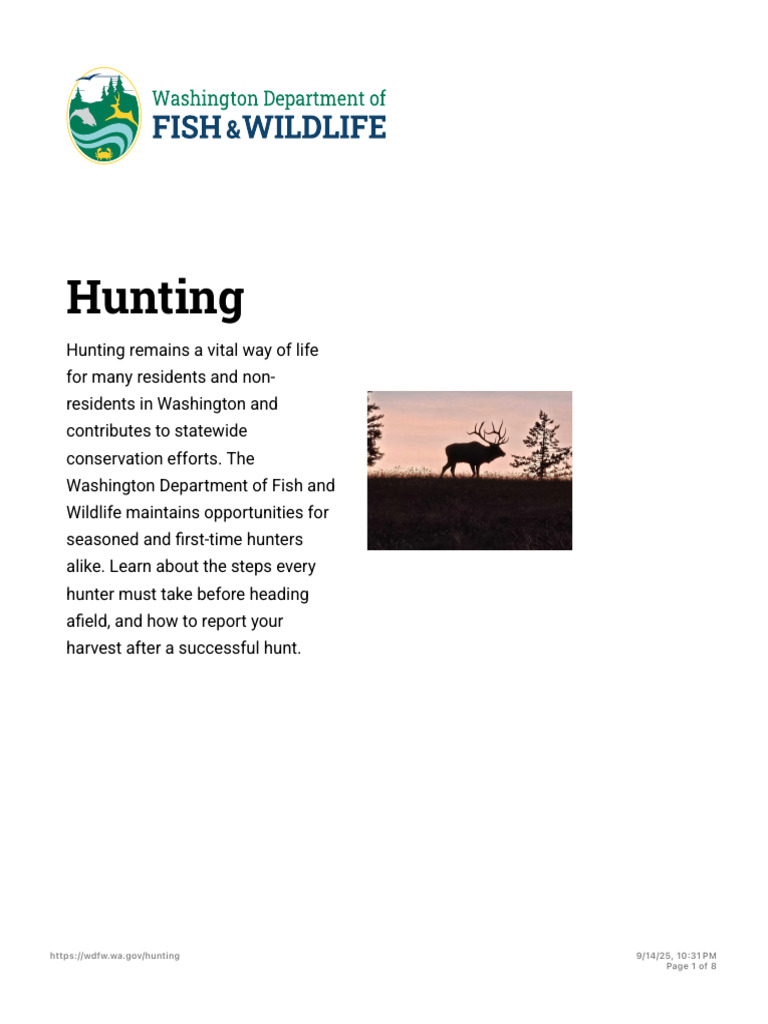 Hunting - Washington Department of Fish & Wildlife | PDF | Hunting ...