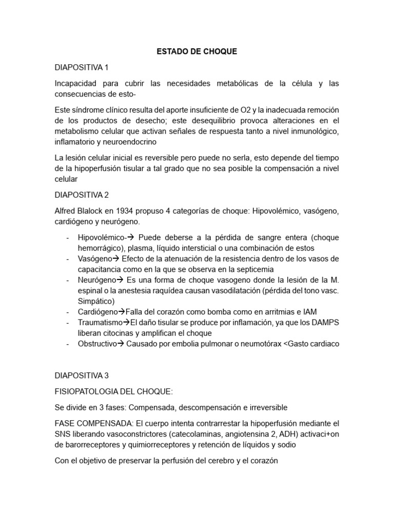 Estado de Choque | PDF | Inflamación | Choque (circulatorio)