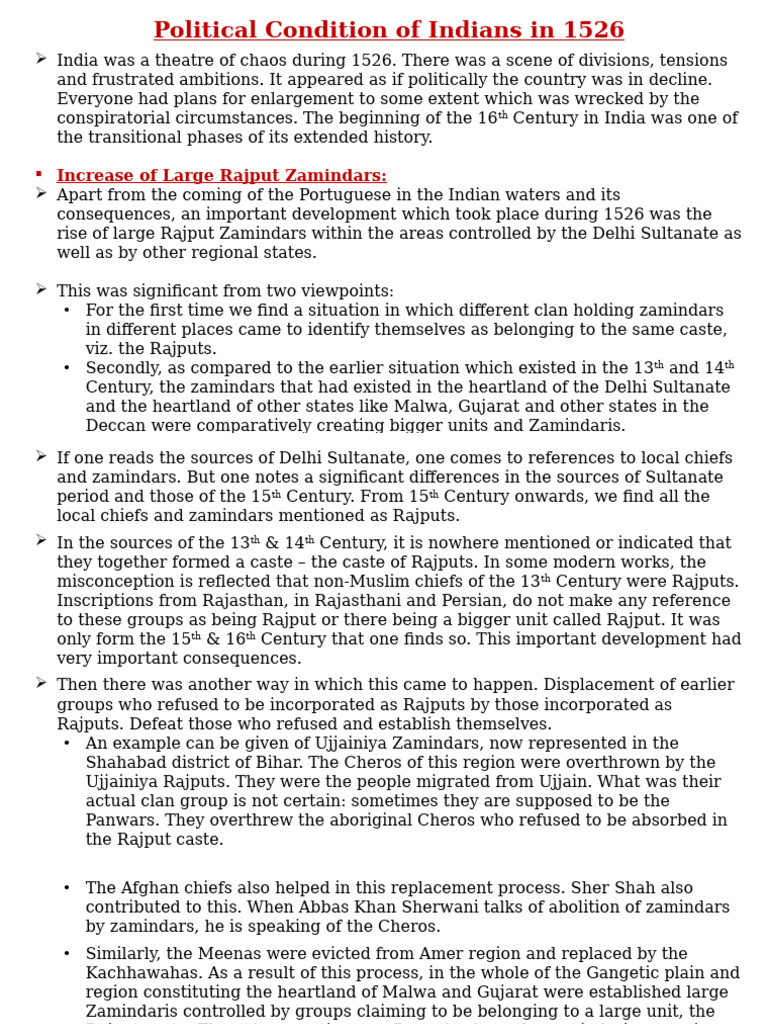Political Turmoil in India, 1526 | PDF