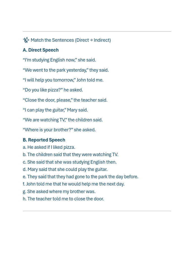 Reported Speech Dir Match | PDF