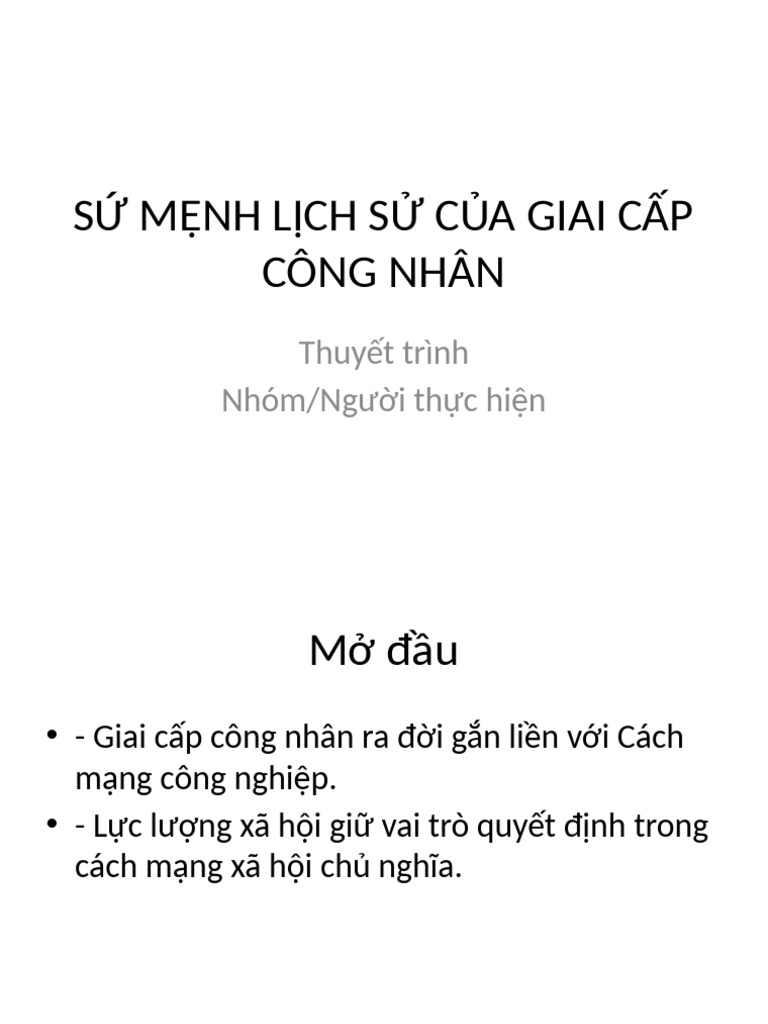 Su Menh Lich Su Cong Nhan | PDF
