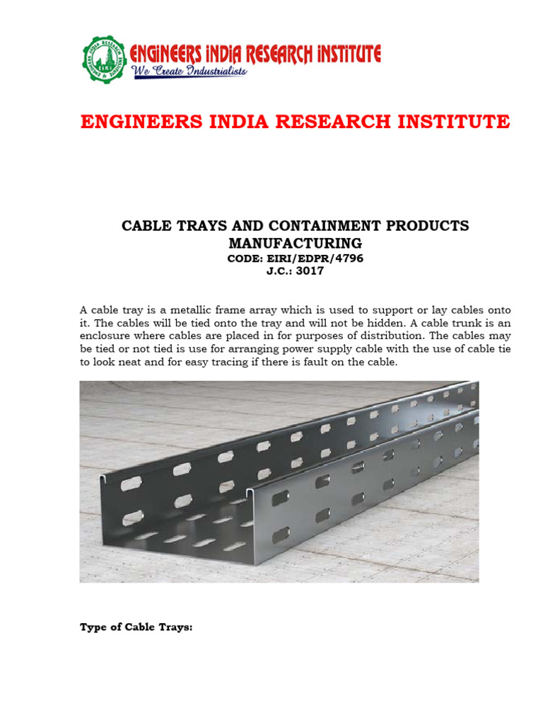 Cable Tray Manufacturing Cost Analysis | PDF | Electrical Wiring ...