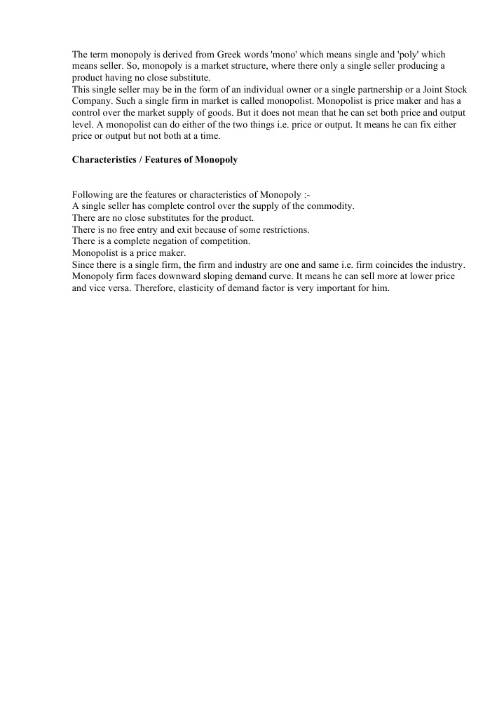 Understanding Monopoly: Key Features Explained | PDF