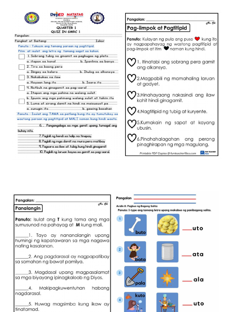 Grade 1 Review | PDF