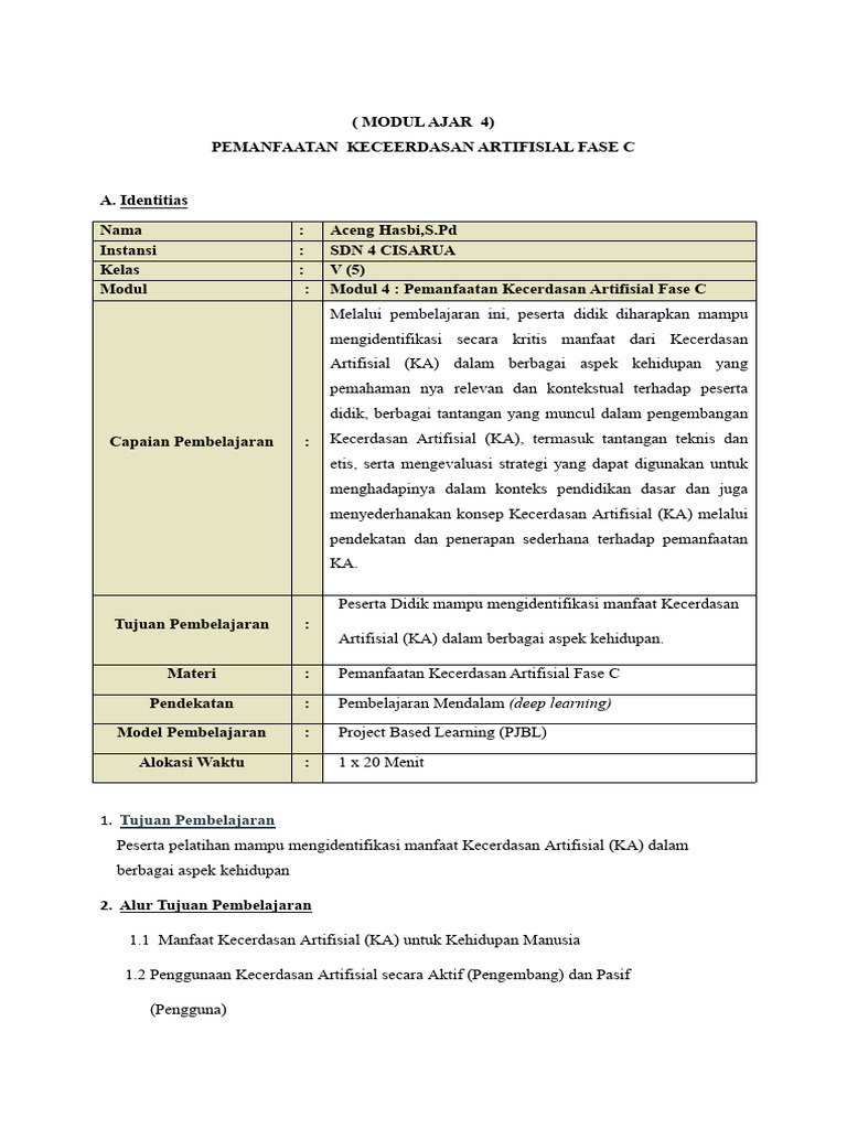 Tugas OJT 3 Modul 4 - Bahan Peerteaching - Aceng Hasbi - Kelompok A | PDF