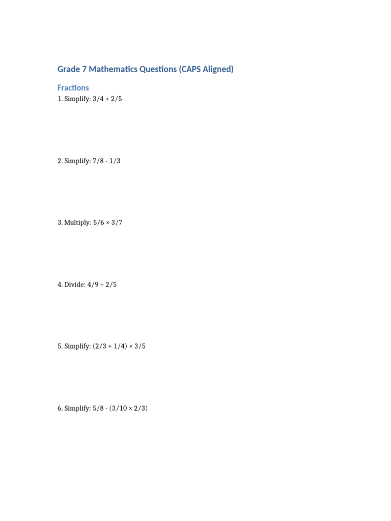 Grade7 Math Questions CAPS | PDF