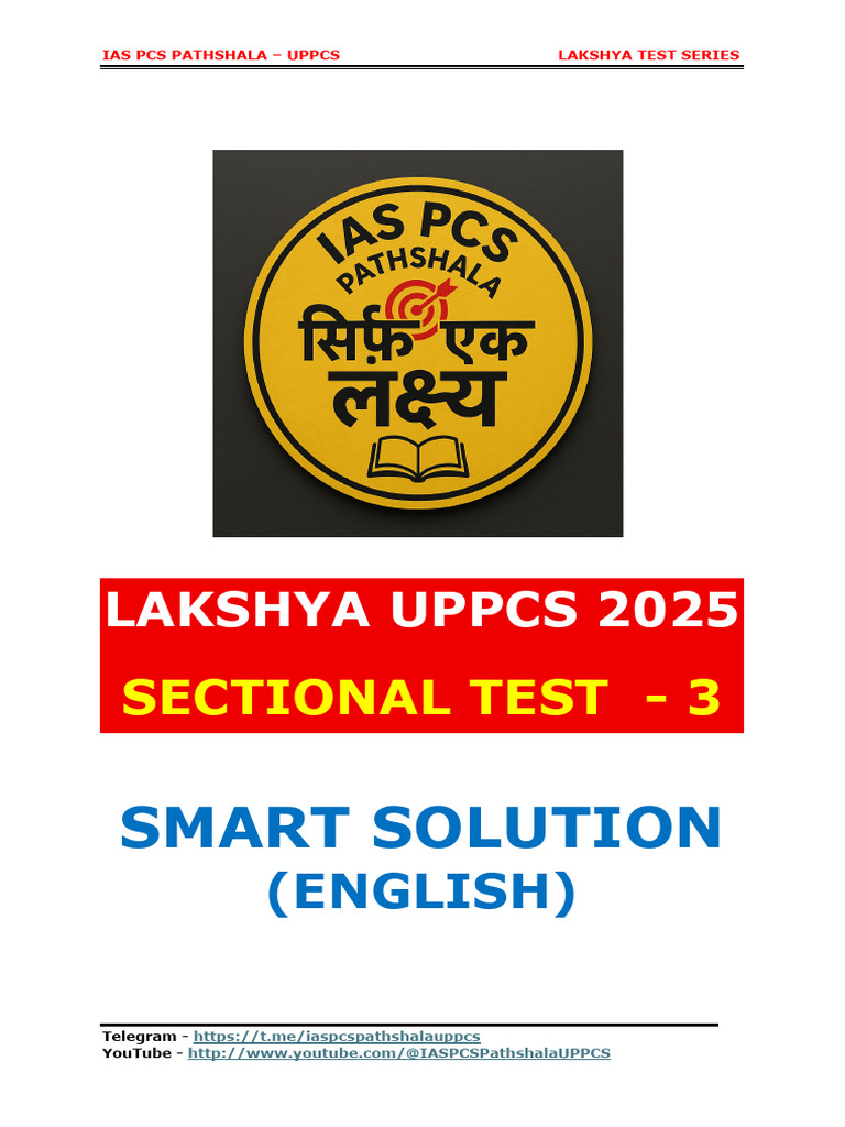 LAKSHYA 2025 Sectional - 3 Solution - English | PDF | Vedas