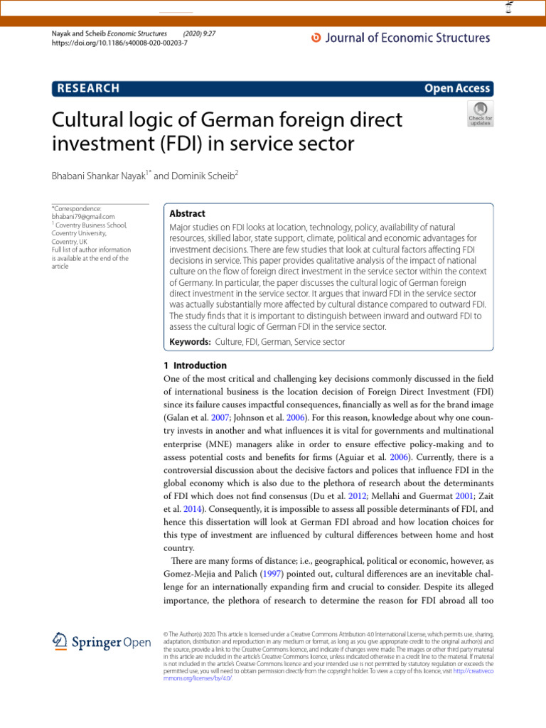 German FDI in Services: Cultural Impact | PDF | Foreign Direct ...