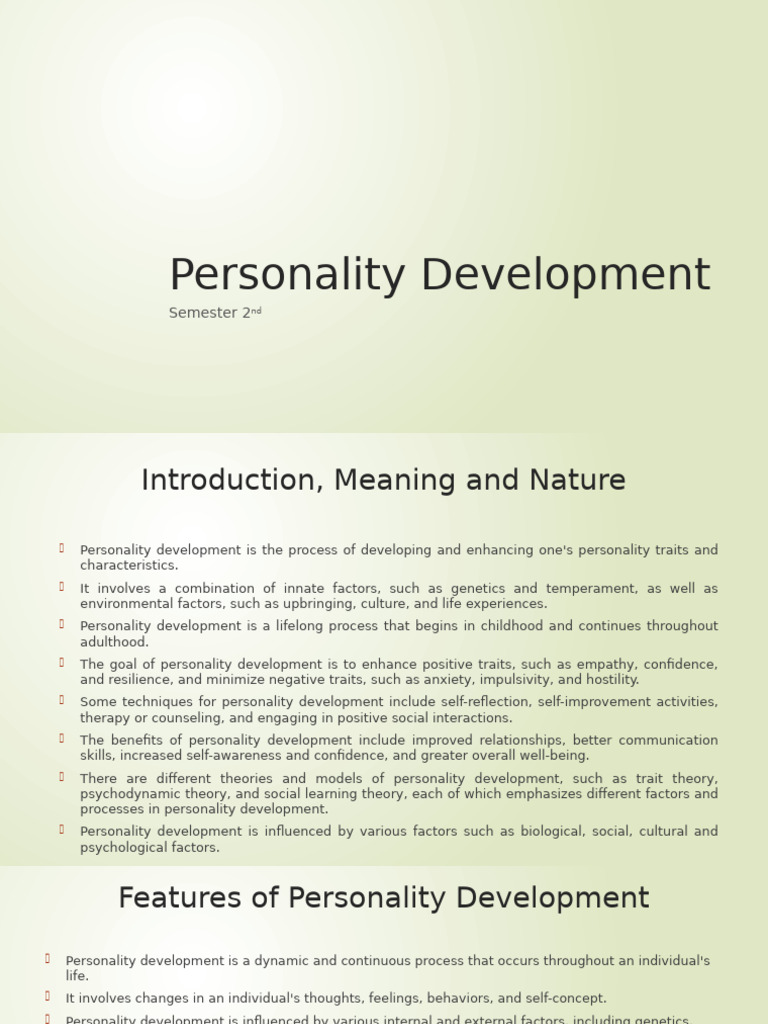 Personality Development Overview | PDF | Developmental Psychology | Psychology
