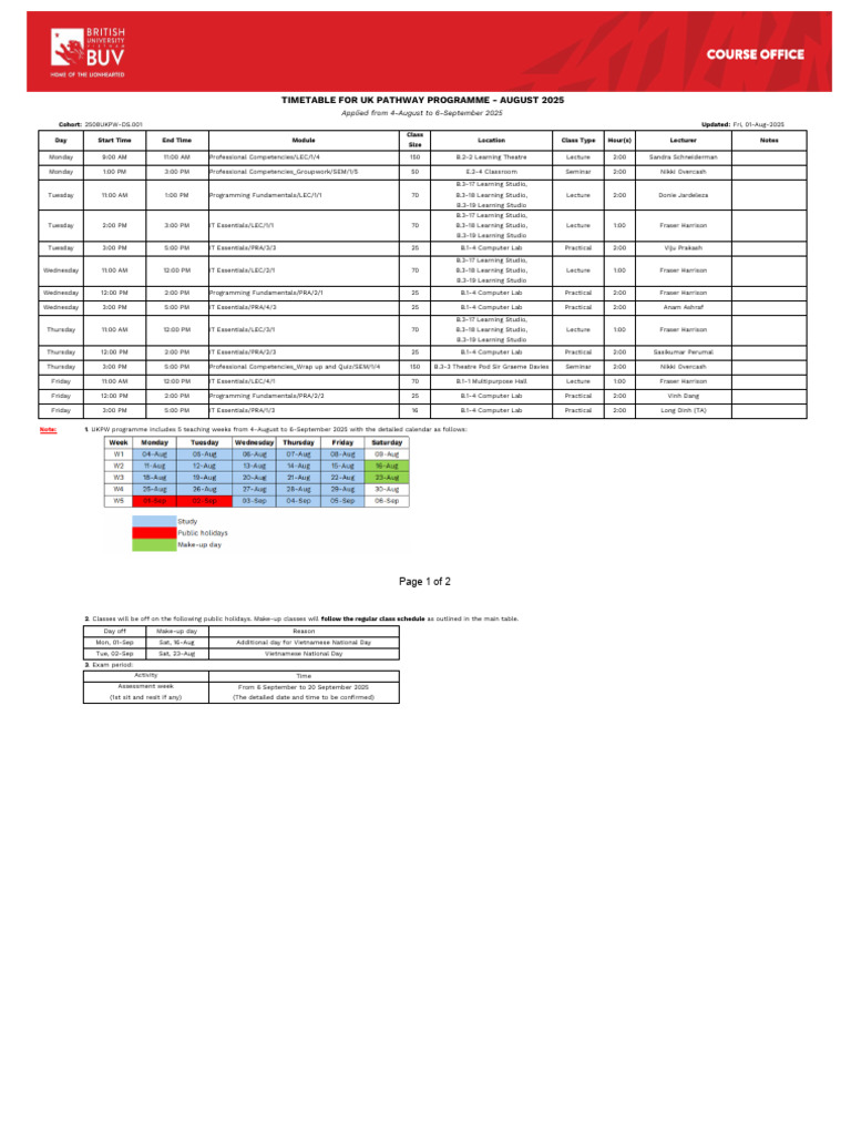 2508UKPW-DS.001 Timetable Summer 2025 V2 | PDF