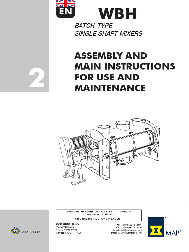 WBH Single Shaft Mixers Manual | PDF | Safety | Mechanical Engineering