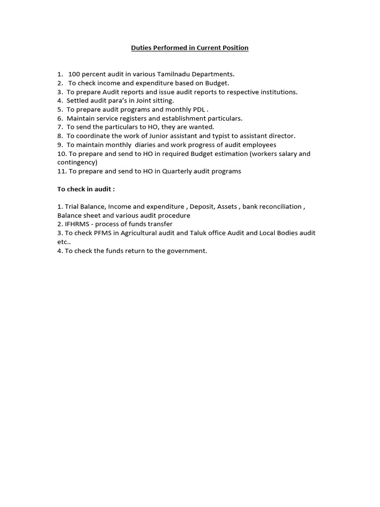 Duties Performed in Current Position | PDF
