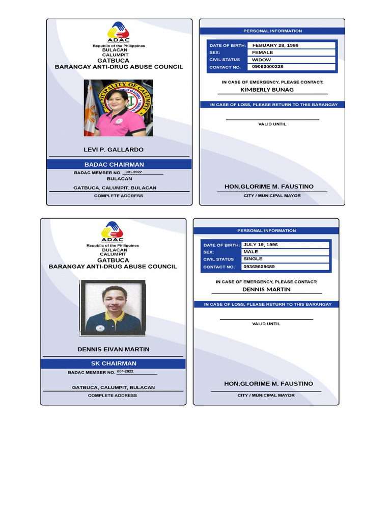 BADAC TEMPLATE Identification Card Kap Vic | PDF