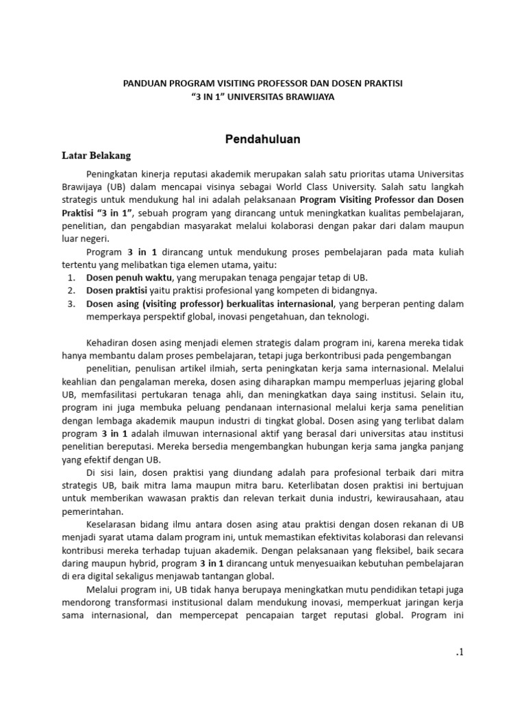 Program 3 in 1 UB 2025: Panduan Dosen | PDF