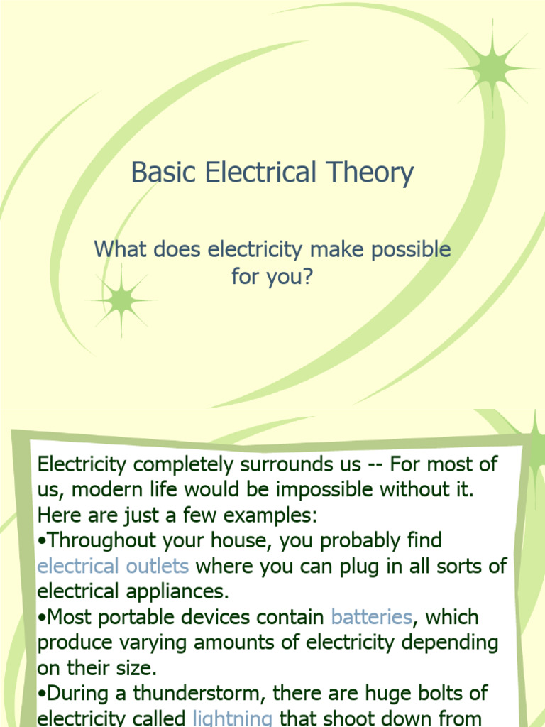 Basic Electrical Theory | PDF | Voltage | Electricity