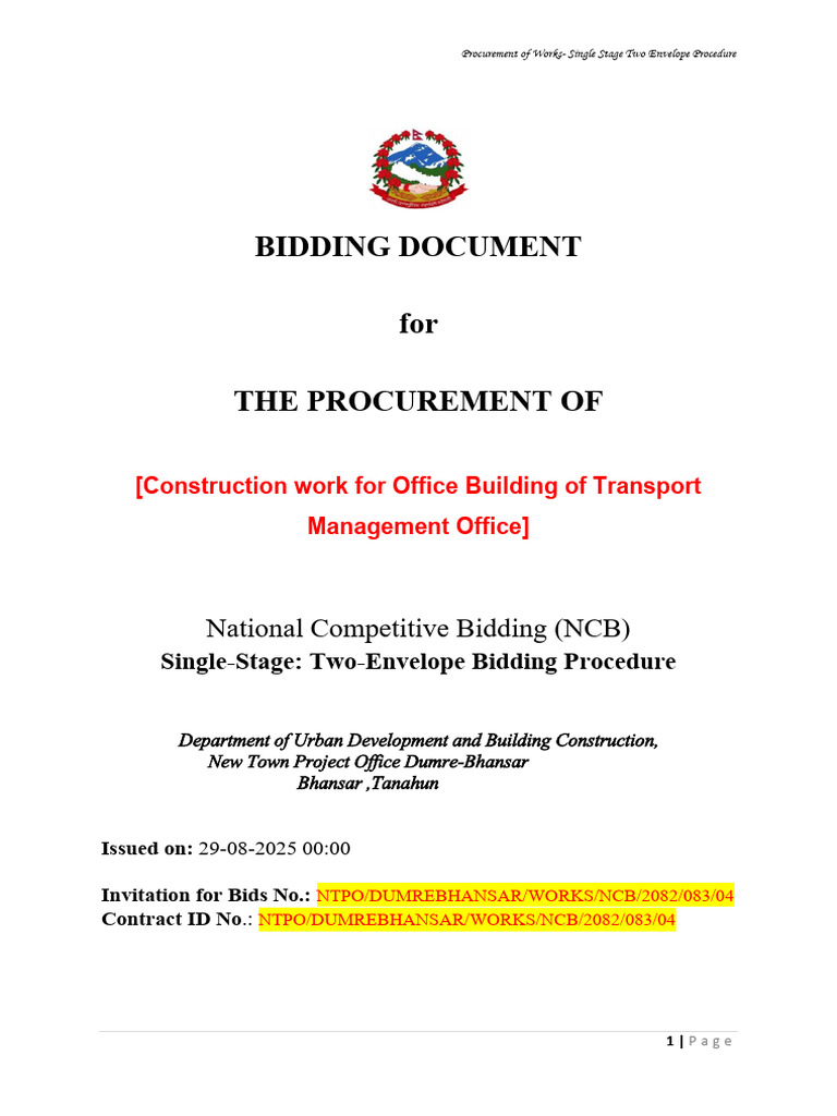 Bid Document | PDF | Conflict Of Interest | Joint Venture