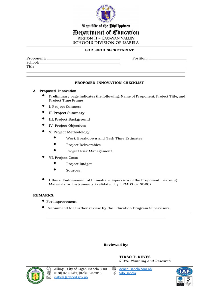 Innovation Checklist and Appraisal 1 | PDF