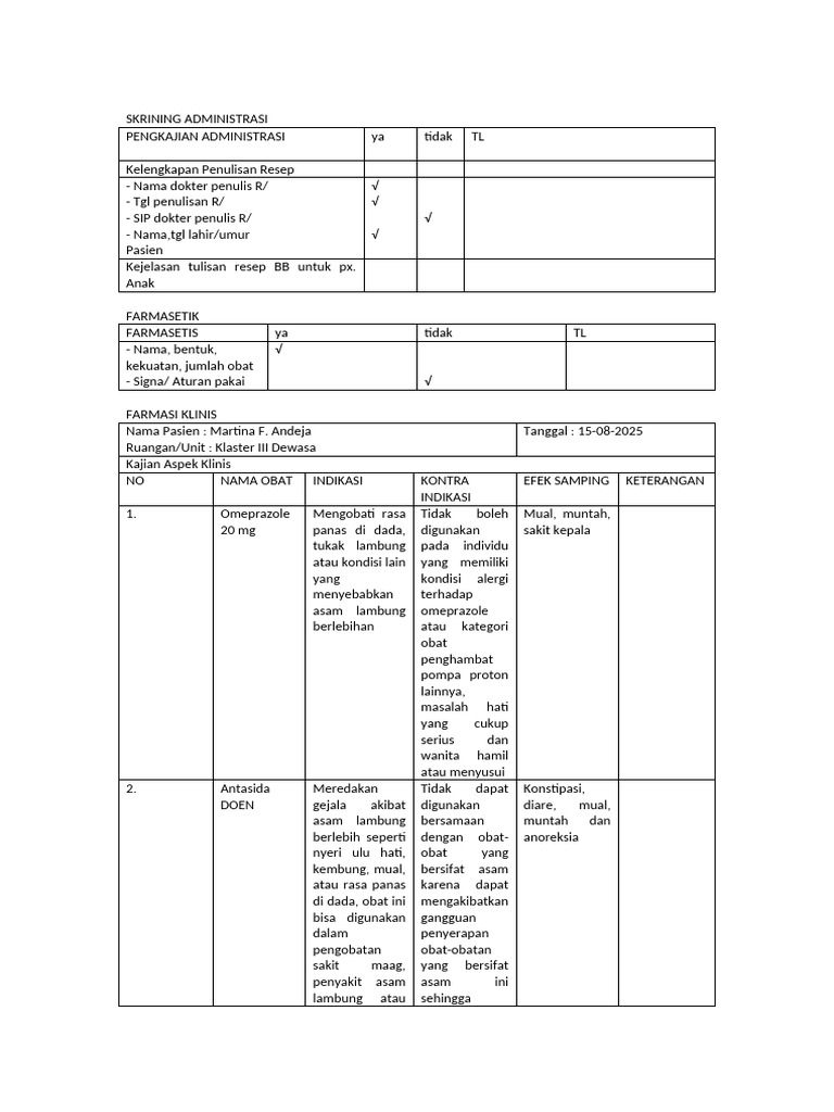 Skrining Resep Omz,Antasida,Amlodipine | PDF