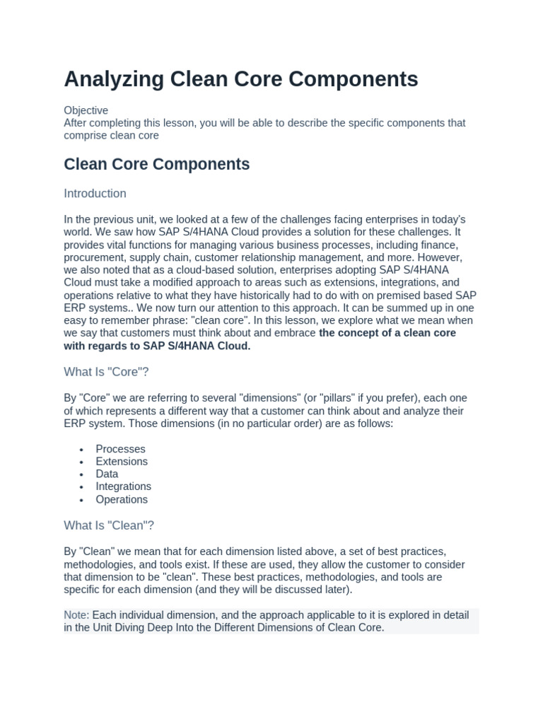 Clean Core Components in SAP S/4HANA | PDF | Enterprise Resource ...