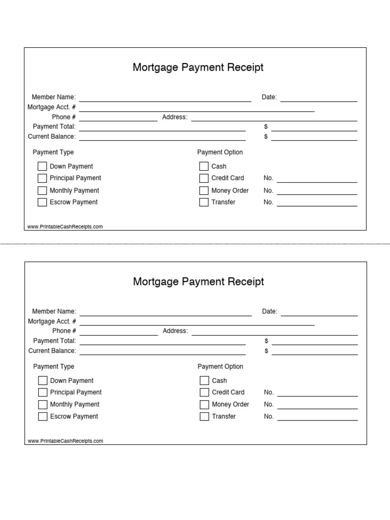 Mortgage Payment Receipt Template | PDF