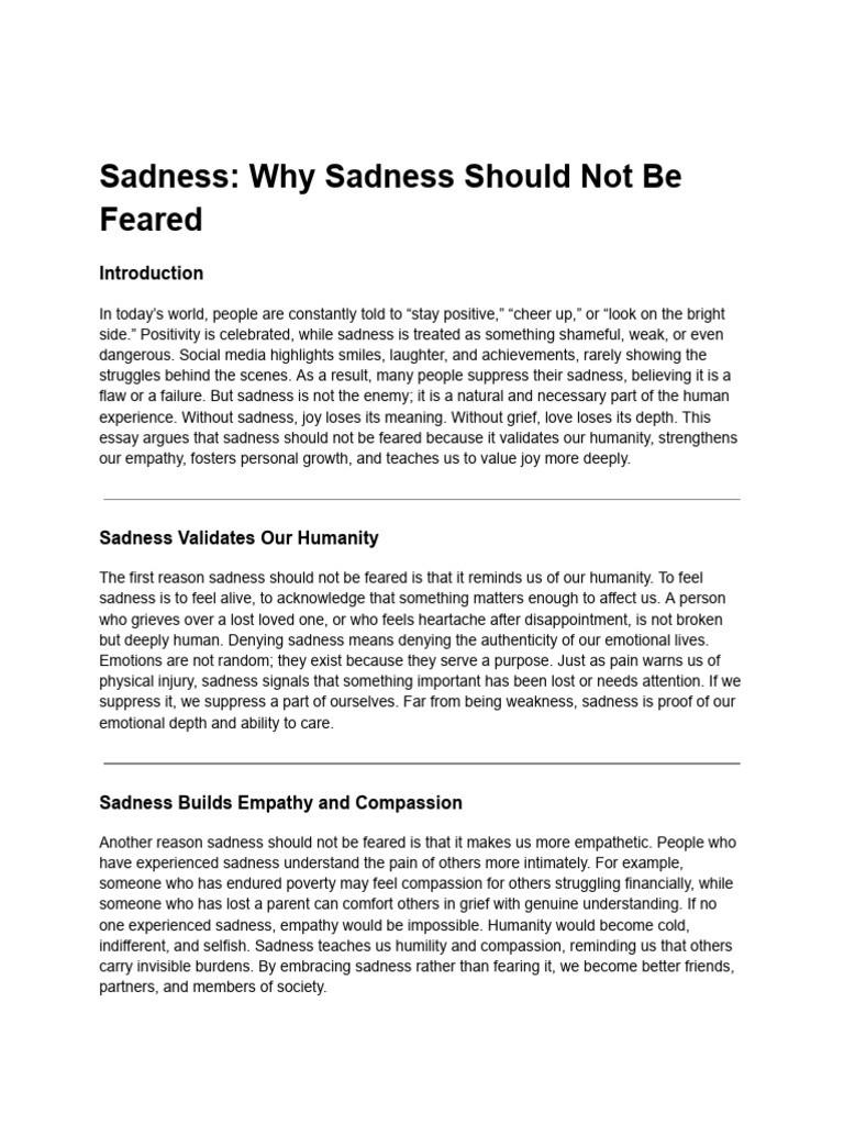 Embracing Sadness for Growth and Joy | PDF | Empathy | Happiness