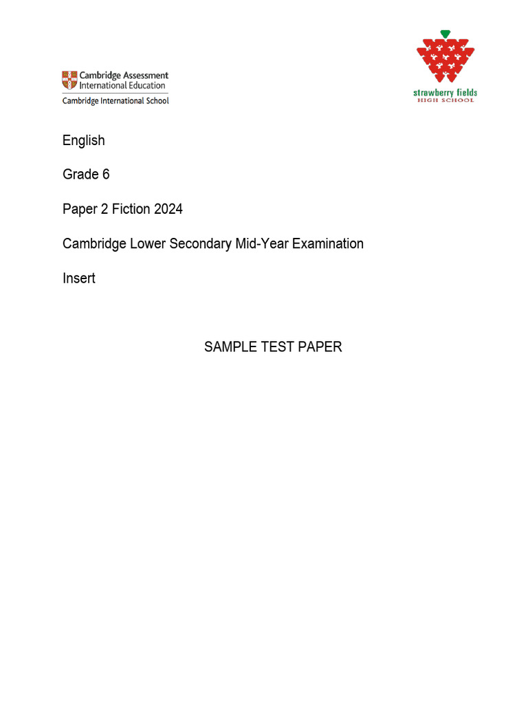 Grade 6 Fiction Exam Sample Paper | PDF