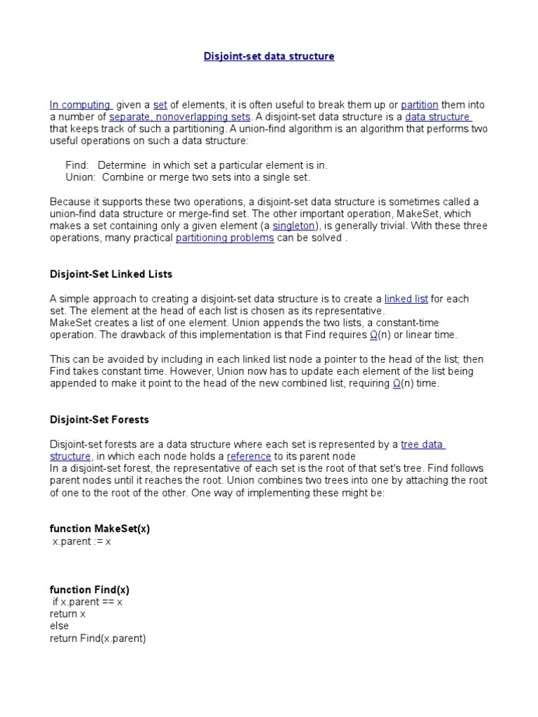 Disjoint Sets Union Find Algorithms | Download Free PDF | Mathematical ...