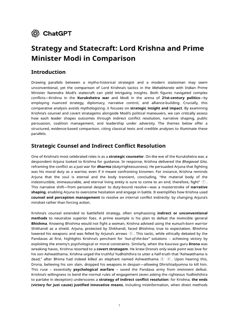 Krishna vs Modi: Strategic Insights | PDF