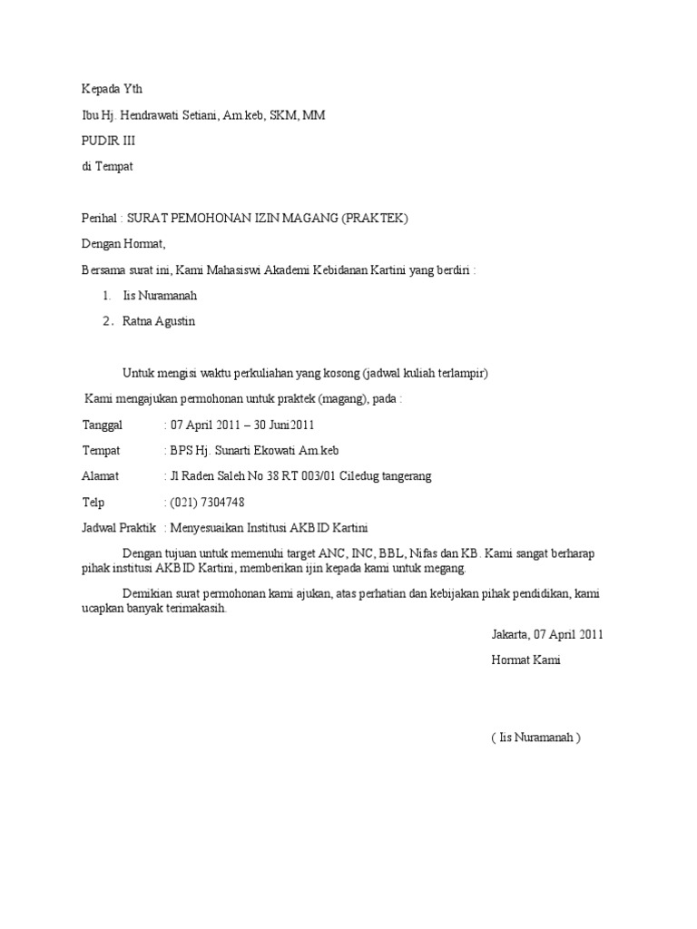 Surat Magang BPS | PDF