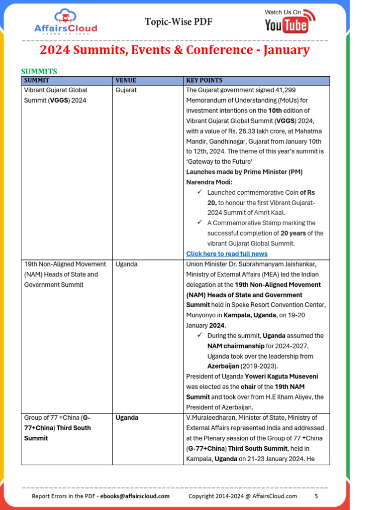 Summits and Conference V1 | PDF | World Economic Forum | Government Of ...