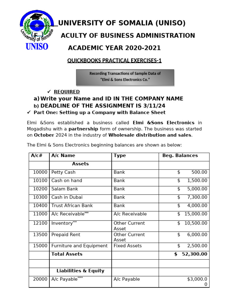 QuickBooks Exercises for Elmi & Sons | PDF | Expense | Cheque