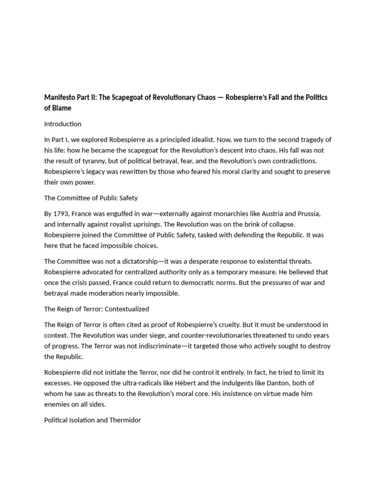 Robespierre: Scapegoat of Revolution's Chaos | PDF | Maximilien ...