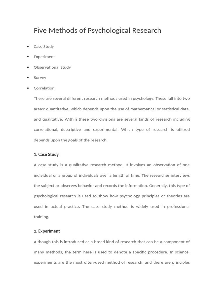 Methods of Psychological Research | PDF | Experiment | Methodology