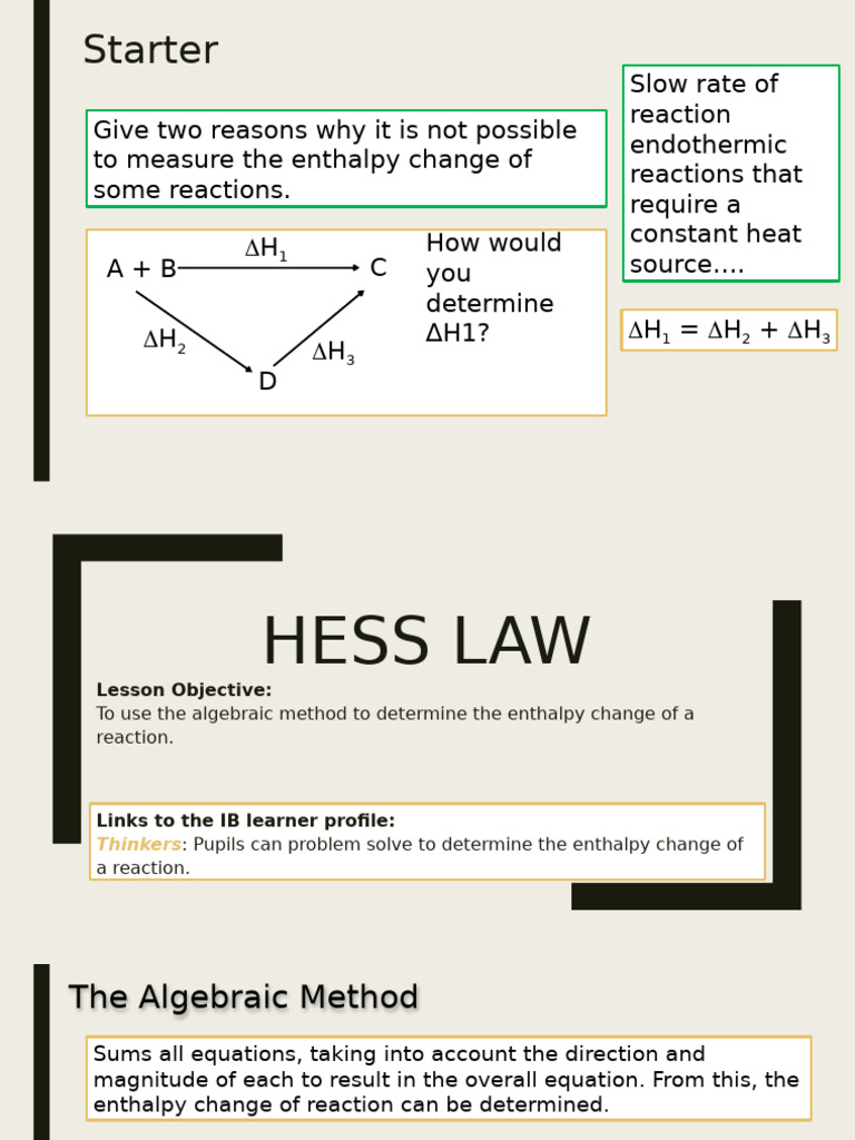 Lesson 4 Hess Law Algebraic Method | PDF | Chemical Reactions | Applied ...