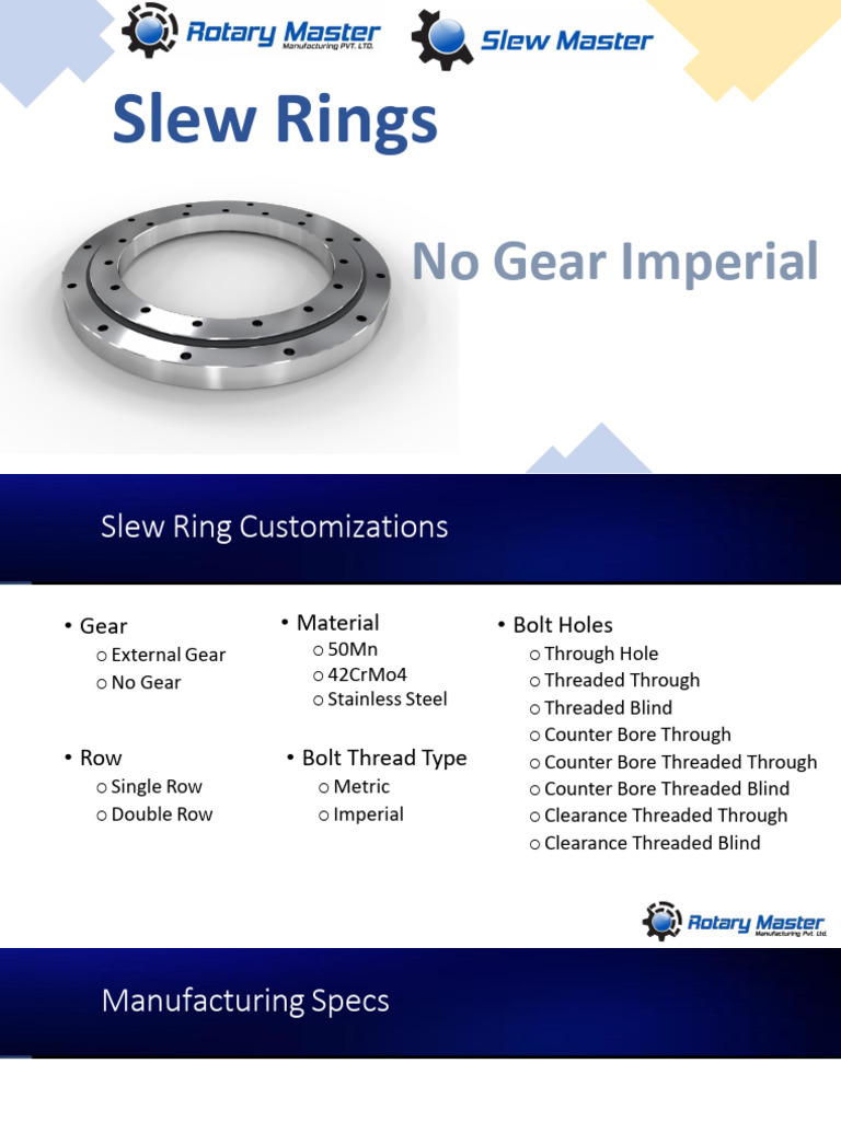 Slew Rings - No Gear - Imperial | PDF | Screw | Tools