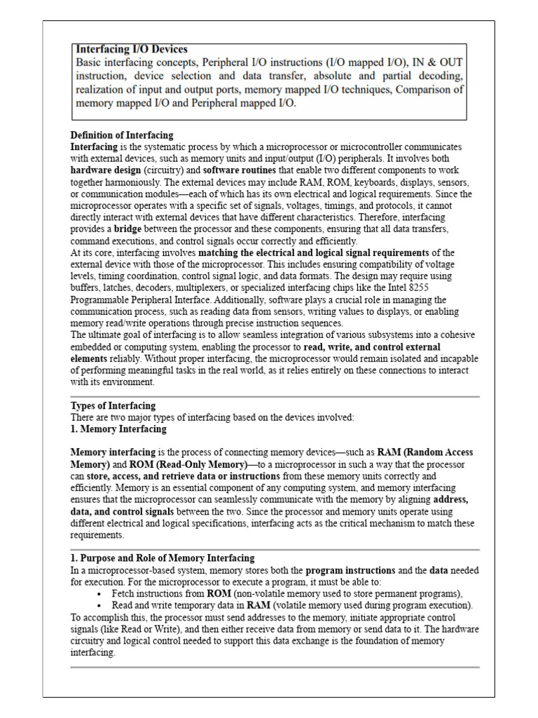 Interfacing IO Devices (Microprocessor & Microcontrollers) | PDF | Input/Output | Central ...