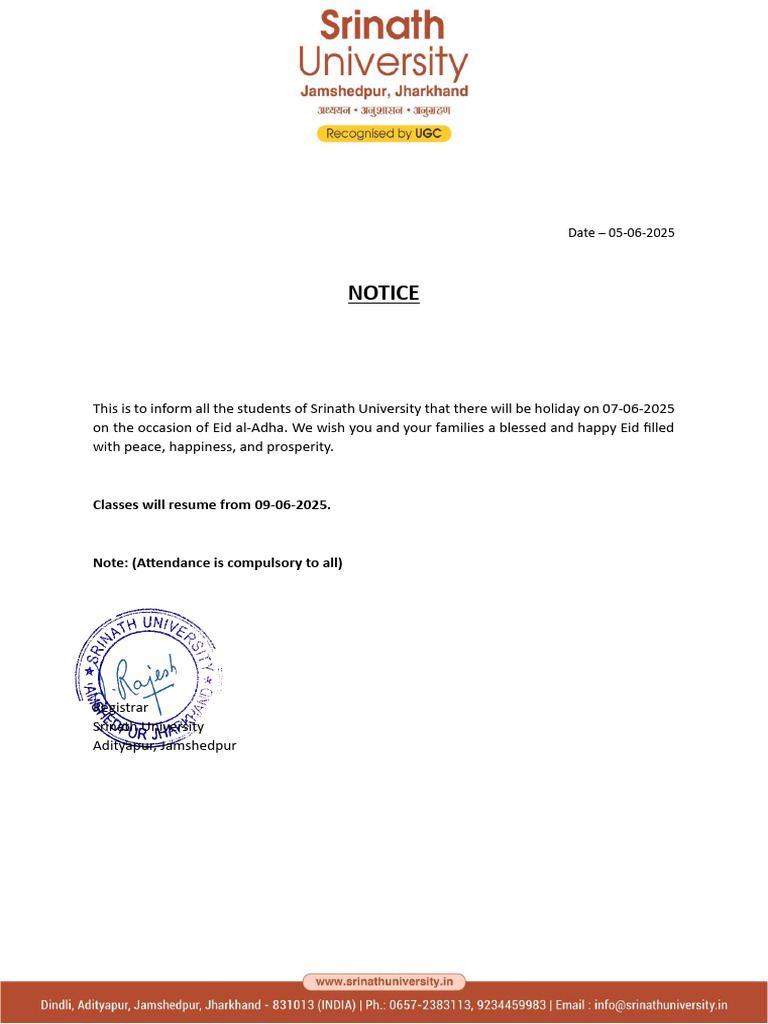 Holiday Notification 05-06-2025 | PDF