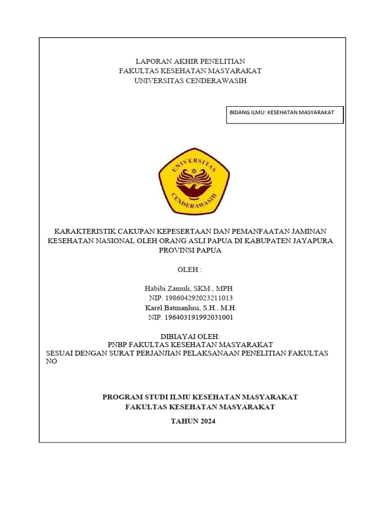 Laporan Hasil Penelitian Kepesertaan JKN Oap | PDF
