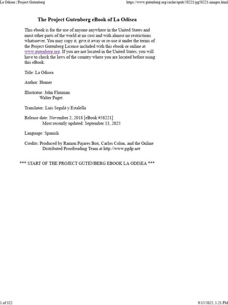 La Odisea _ Project Gutenberg | PDF | Odiseo | Odisea